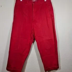 Vintage | Pants & Jumpsuits | Red Cotton Stretch Capri Pants | Poshmark